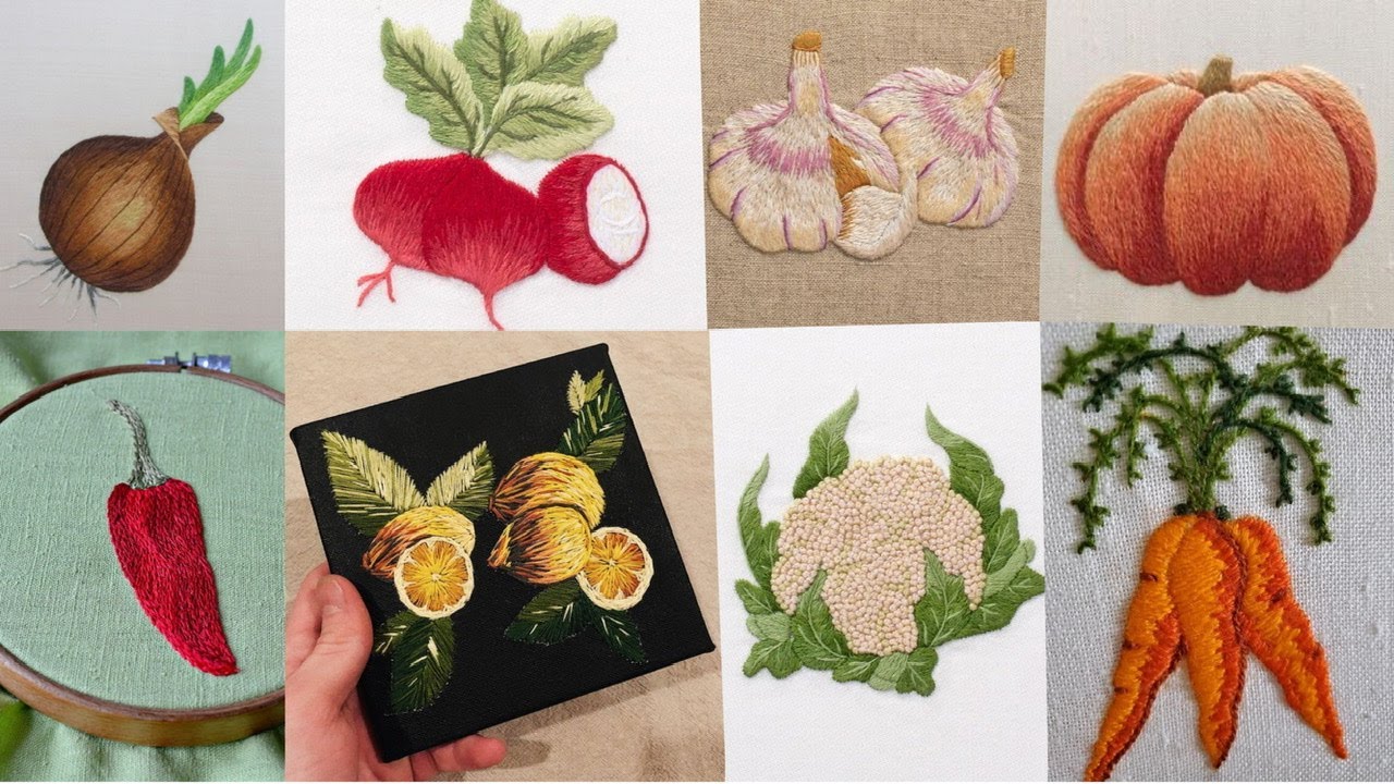 Vegetables Embroidery: Machine Techniques, Patterns, and Professional ...